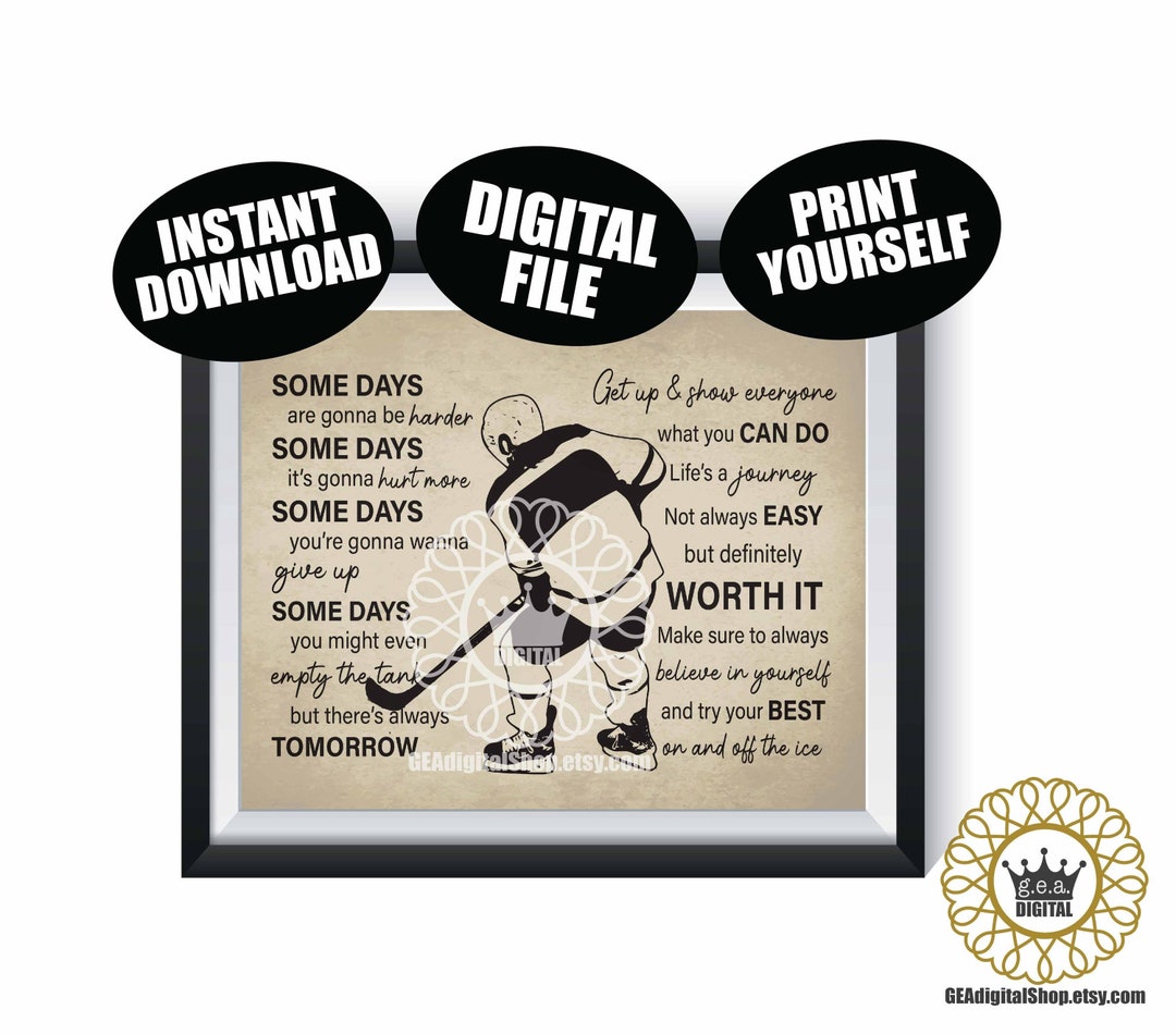 Ice Hockey Life Lessons Poster DIGITAL FILE, Boys Ice Hockey Team Gift ...