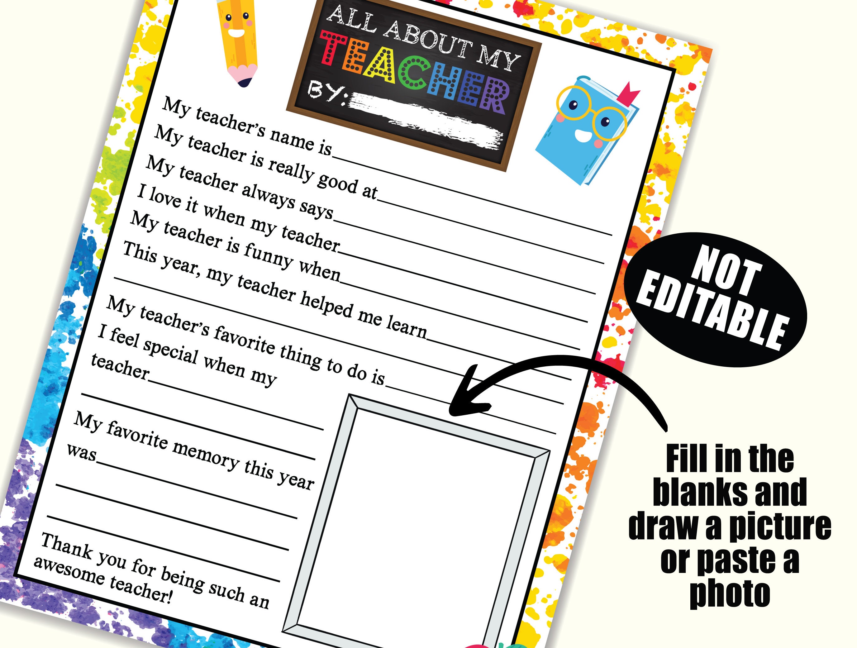 All About My Teacher Gift Teacher Appreciation End of the Year Craft ...