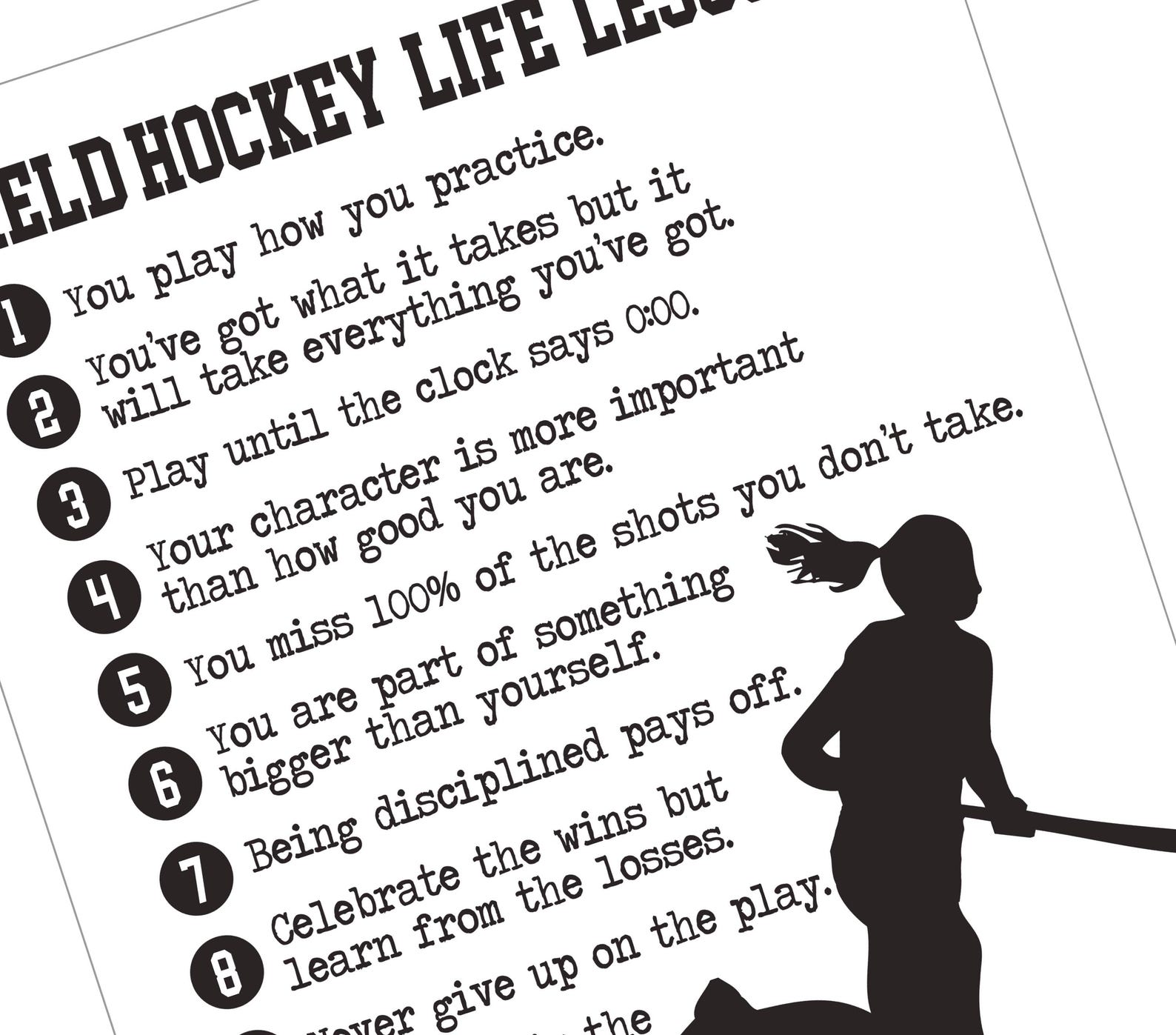 Field Hockey Life Lessons DIGITAL FILE Girls Field Hockey Gift, Senior ...