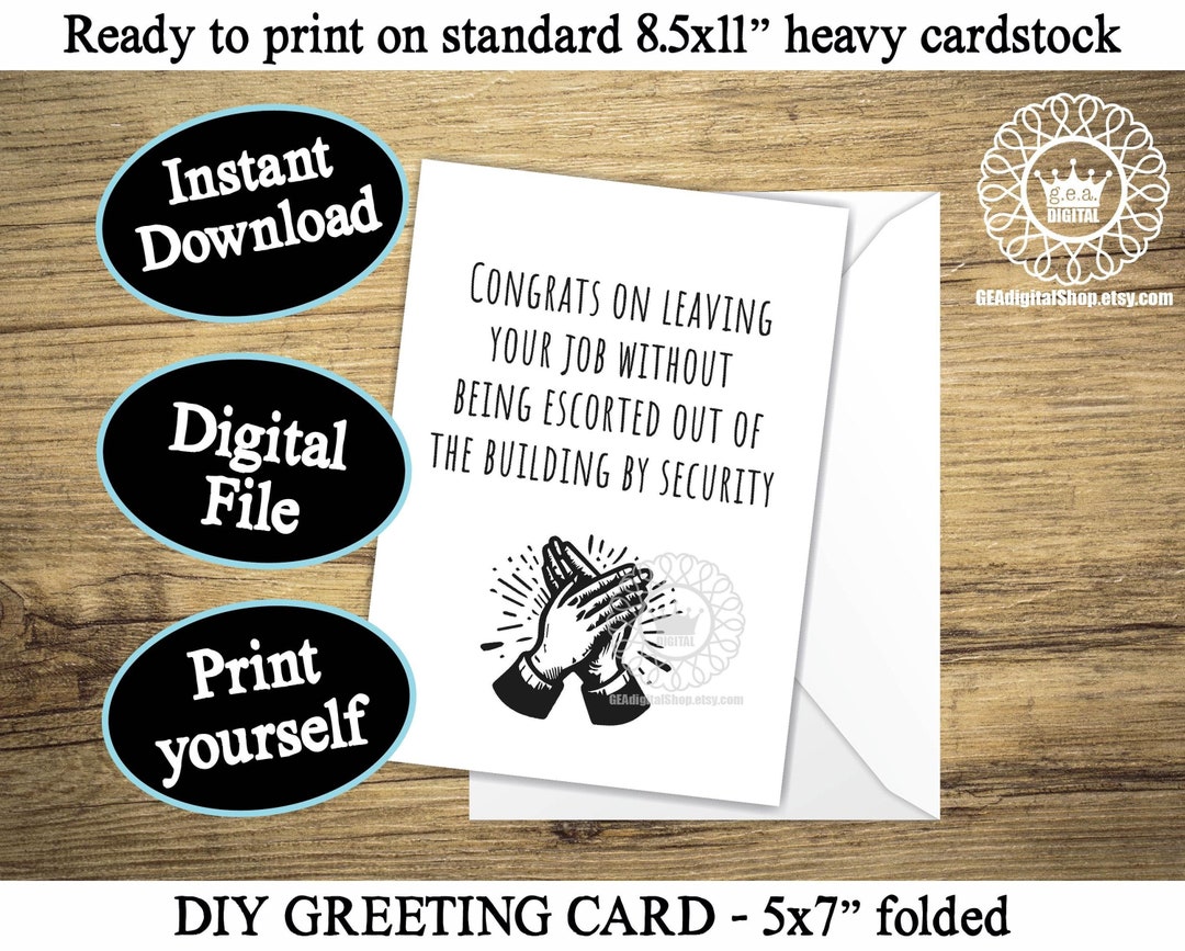 Funny Coworker Leaving Card PRINTABLE Funny Retirement Good Luck Card ...