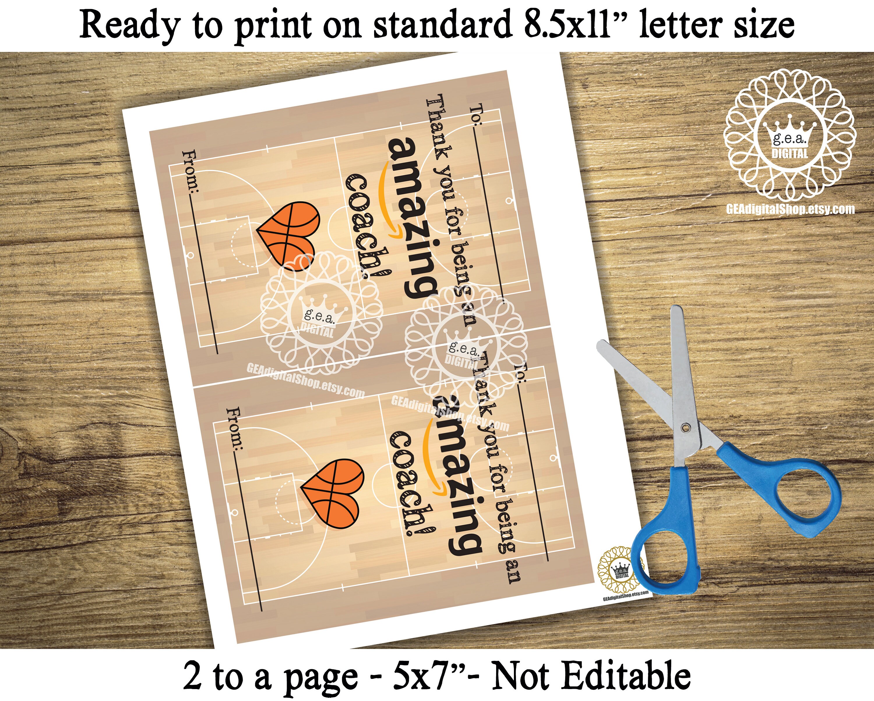 PRINTABLE Basketball Coach Gift Card Holder Amazon Thank You Tag ...