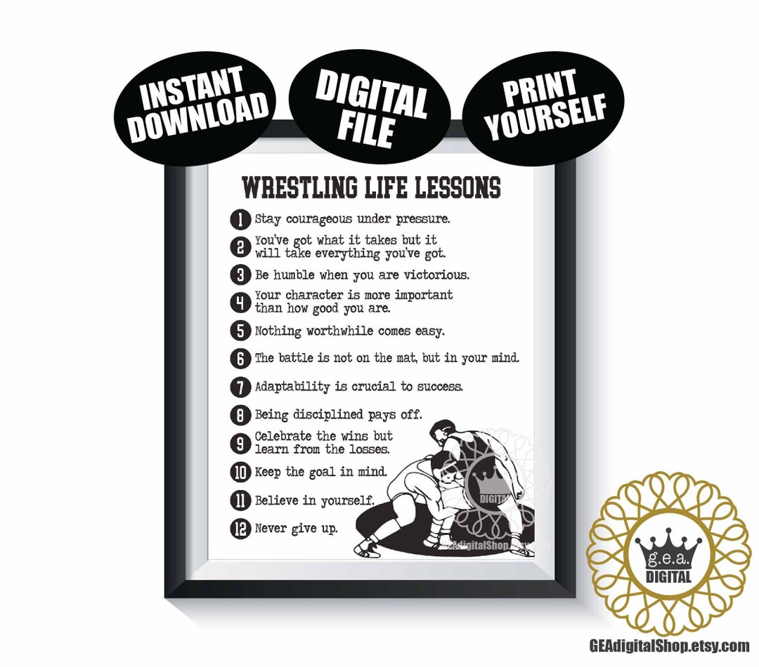 Wrestling Life Lessons DIGITAL FILE Motivational Sports Poster Team ...