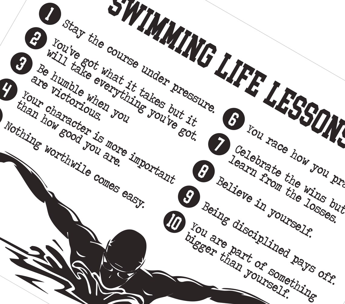 Swimming Poster DIGITAL FILE, Swimming Life Lessons, Swim Team Gift ...