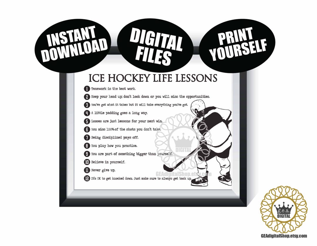 Girls Ice Hockey Life Lessons Poster DIGITAL FILES Senior Graduation ...