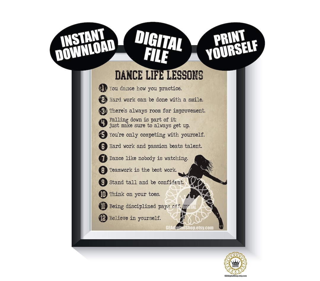 Dance Life Lessons DIGITAL FILE Motivational Hip Hop Dancer Modern ...