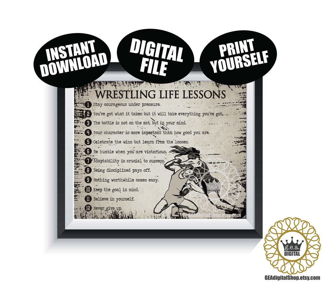 Female Wrestler Art DIGITAL FILE Wrestling Life Lessons Girls Sports ...