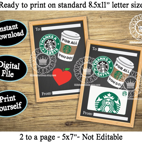 Starbucks Thank You Tag - Etsy