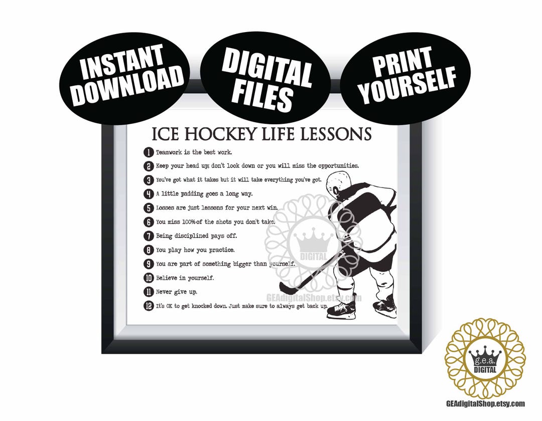 Boys Ice Hockey Life Lessons Poster DIGITAL FILES Senior Graduation ...