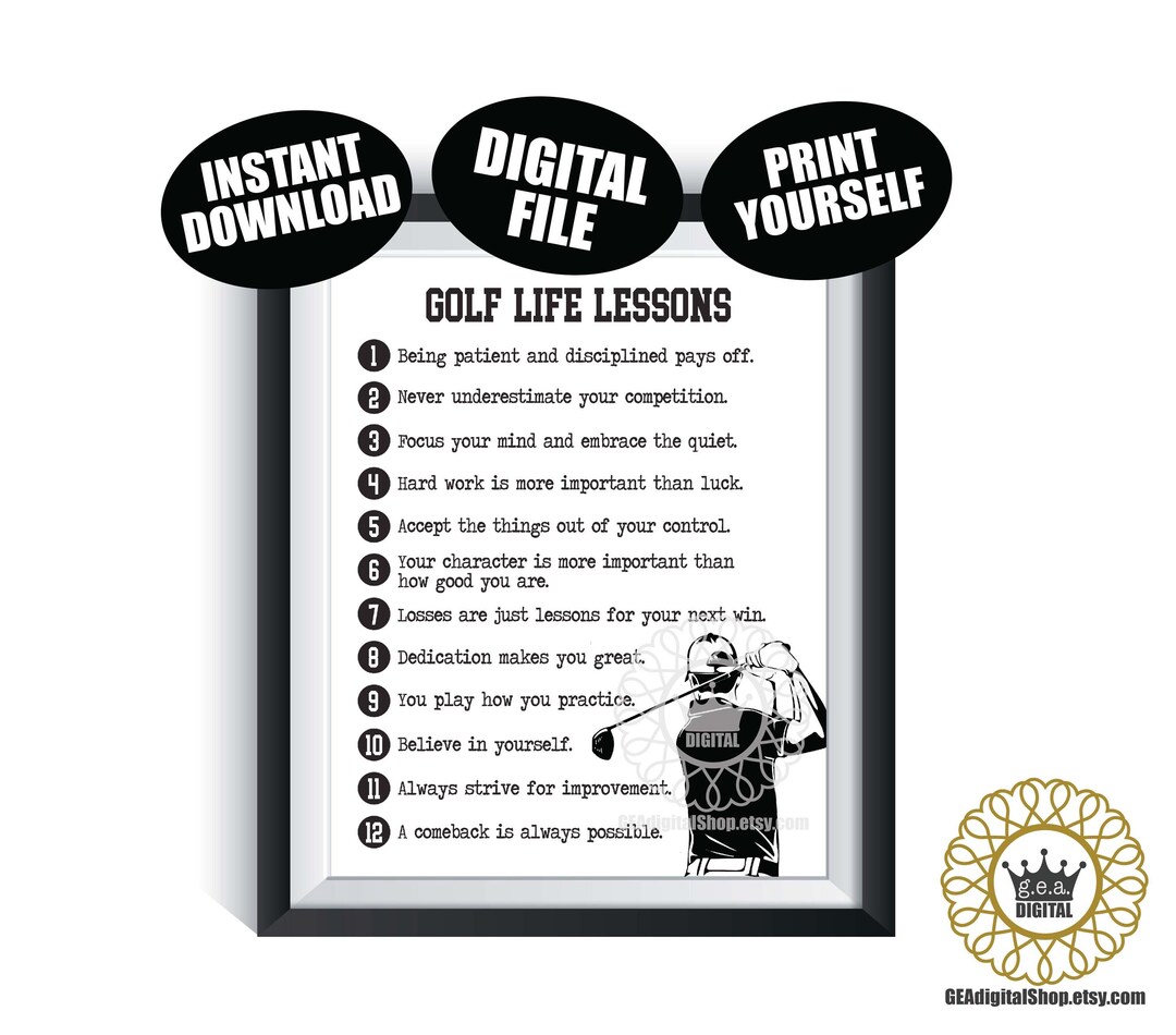 Boys Golf Life Lessons Art DIGITAL FILE Motivational Sports Poster Team ...