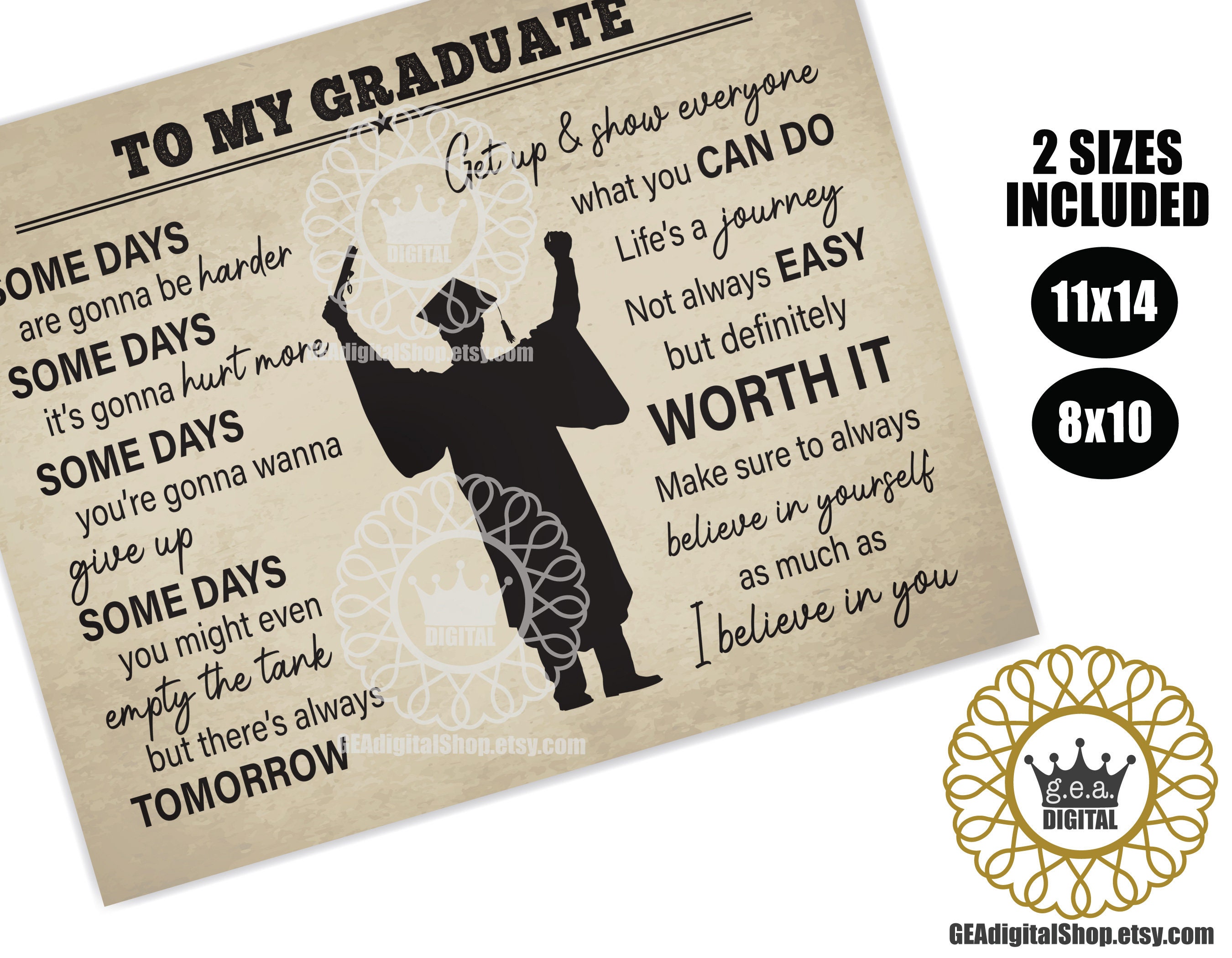 Last Minute Graduation Gift Art Print DIGITAL FILES Graduate High ...