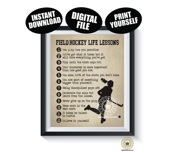 Field Hockey Life Lessons DIGITAL FILE Motivational Sports | Etsy