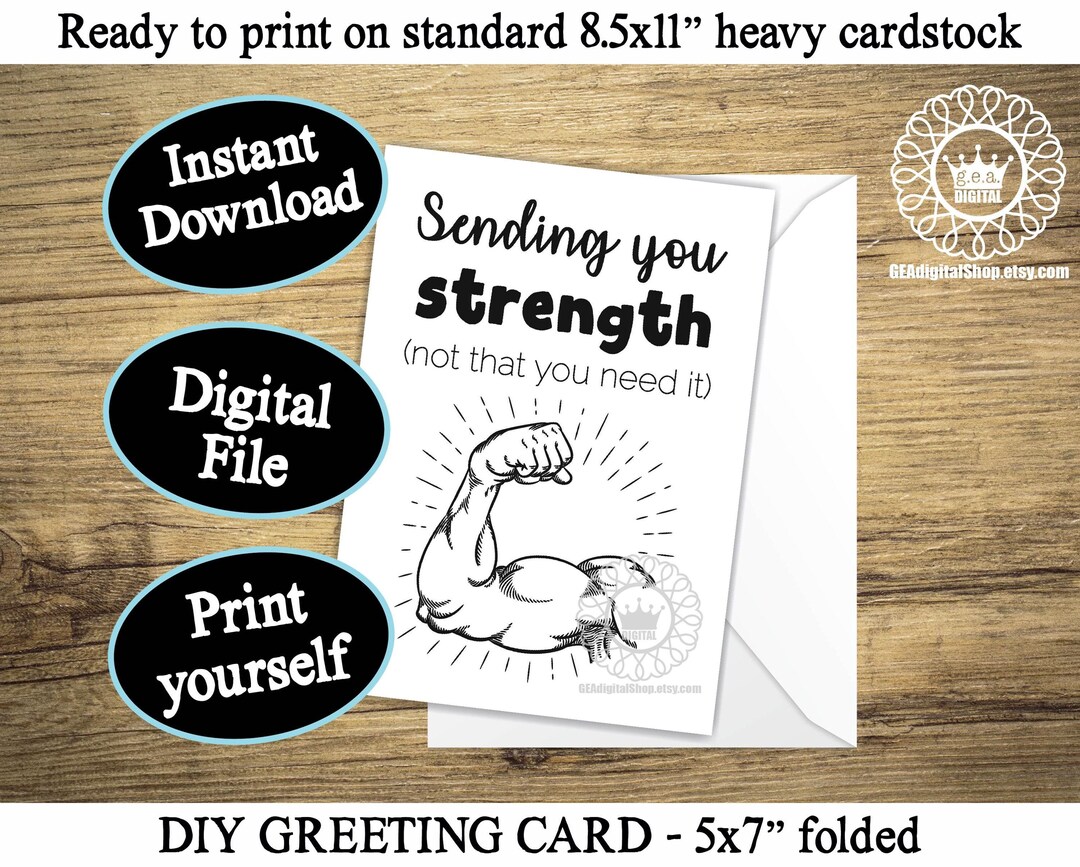 Sending Strength Card PRINTABLE, Thinking of You Card, Encouragement ...