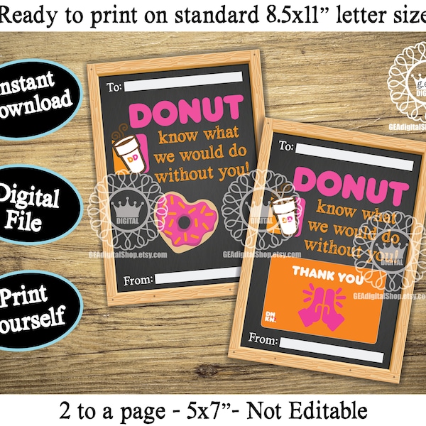 Dunkin Thank You Printable - Etsy