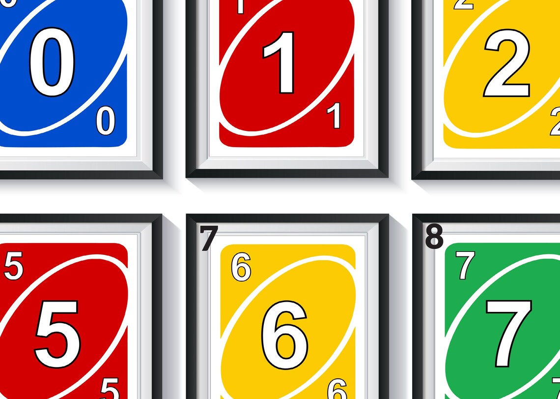 Uno Cards Printable Art DIGITAL FILES Qty 15 Uno Game Posters, Game ...