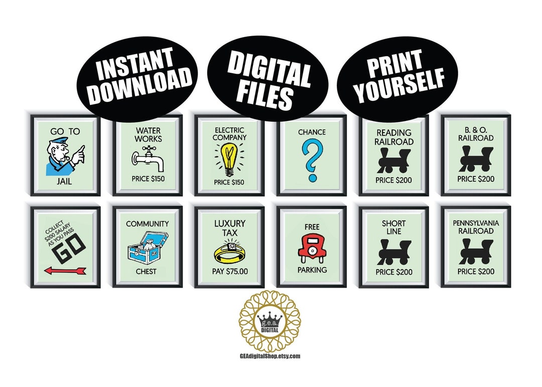 Board Game DIGITAL FILES Qty 12 Game Room Wall Art Decor Housewarming ...