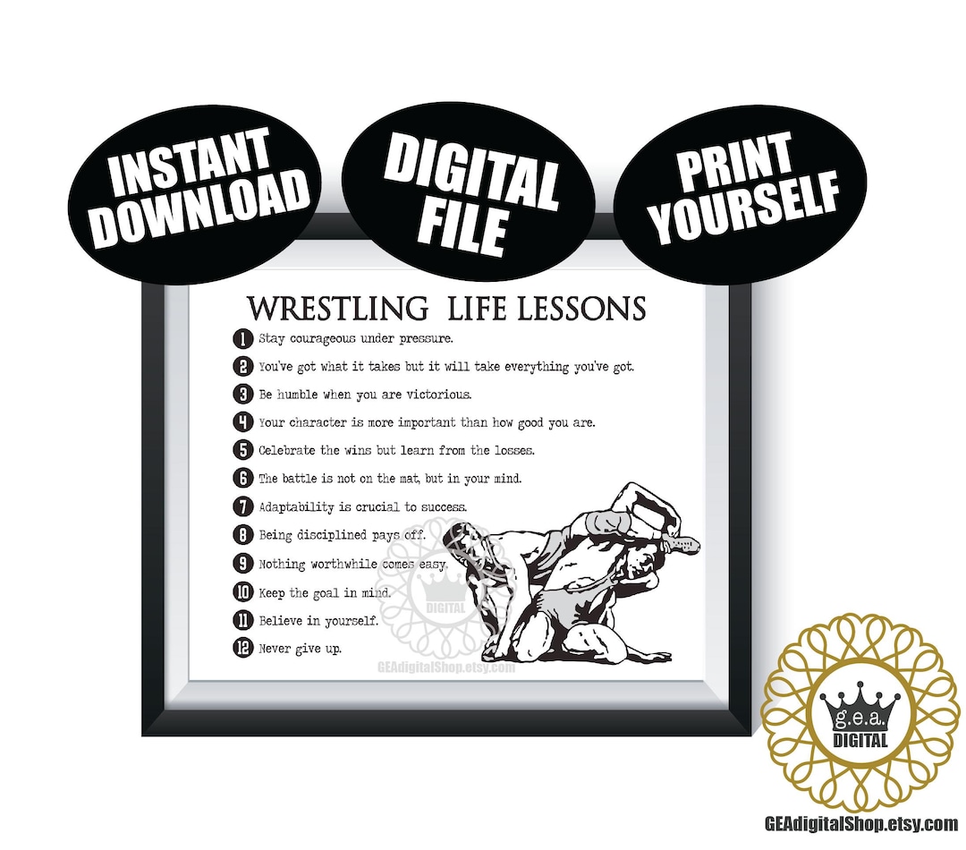 Wrestling Life Lessons Art DIGITAL FILE Wrestler Graduation Senior Gift ...