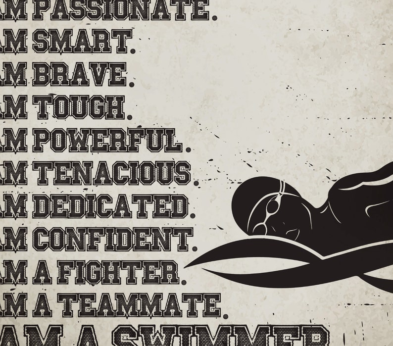 Swimming Art DIGITAL FILE I Am A Swimmer Sports Poster Swim Team Gift ...