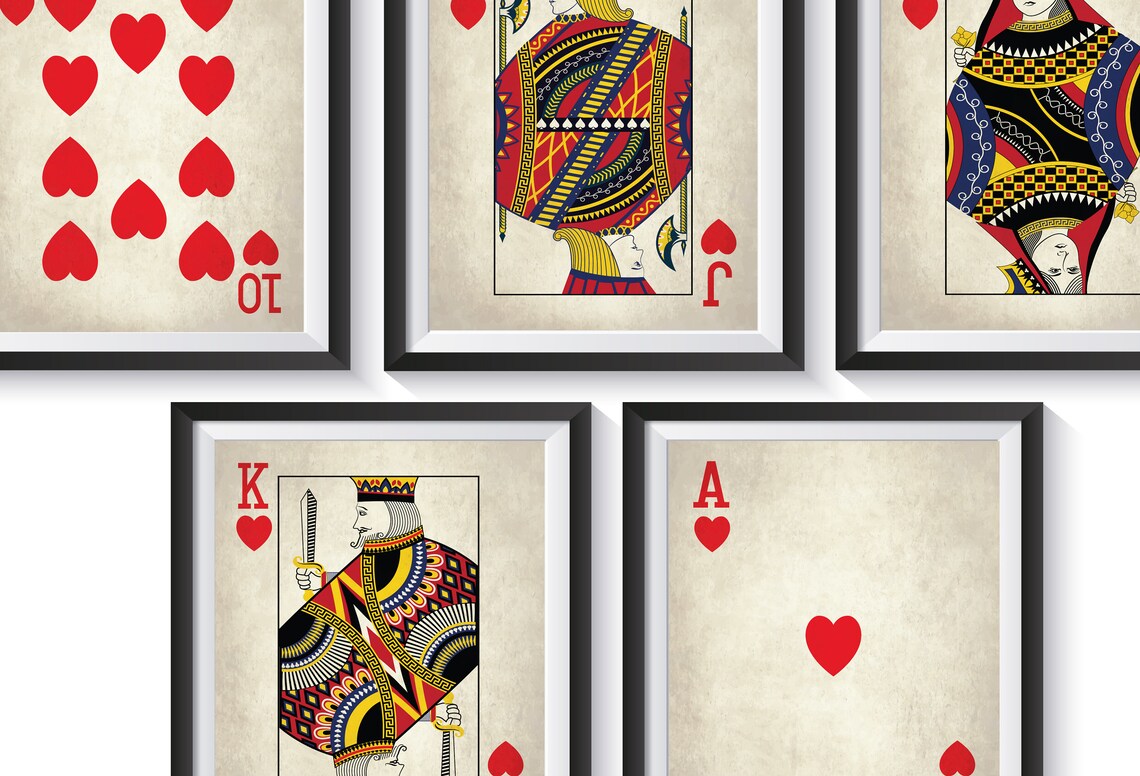 Game Room Decor Playing Cards DIGITAL FILES Qty 5 Poker Room Wall Art ...