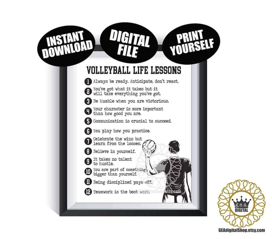 Boys Volleyball Poster DIGITAL FILE Volleyball Life Lessons Sports Art ...