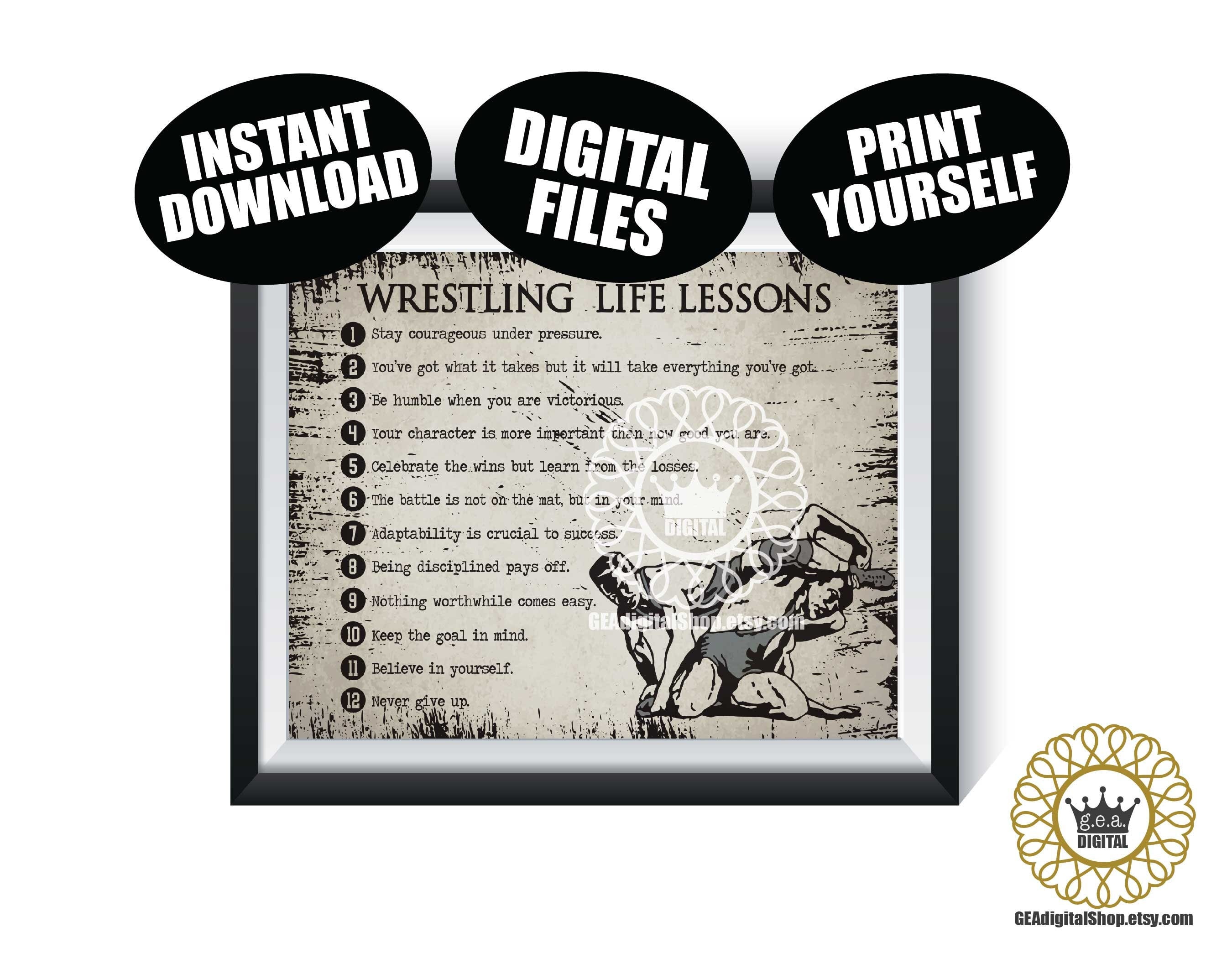 Wrestling Life Lessons DIGITAL FILE Motivational Sports Poster Team ...
