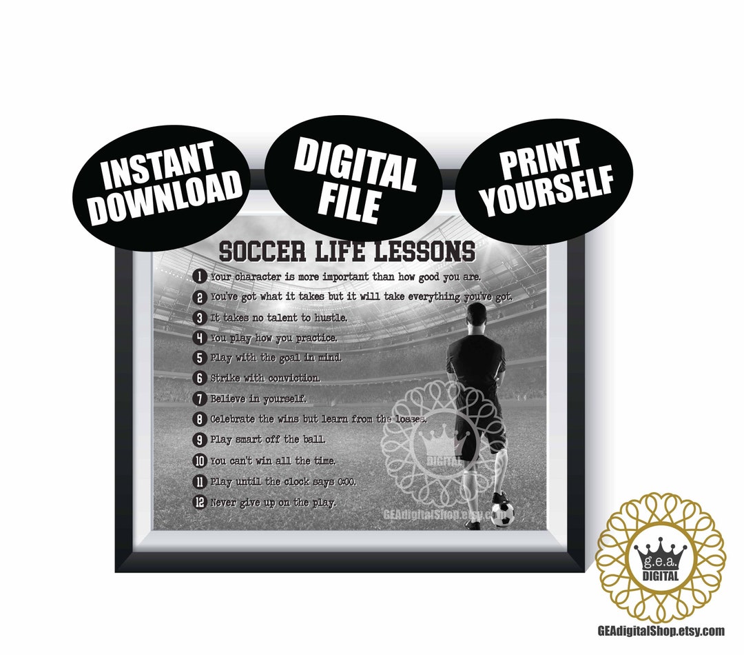 Boys Soccer Life Lessons Poster DIGITAL FILE Soccer Team Gift, Boys ...