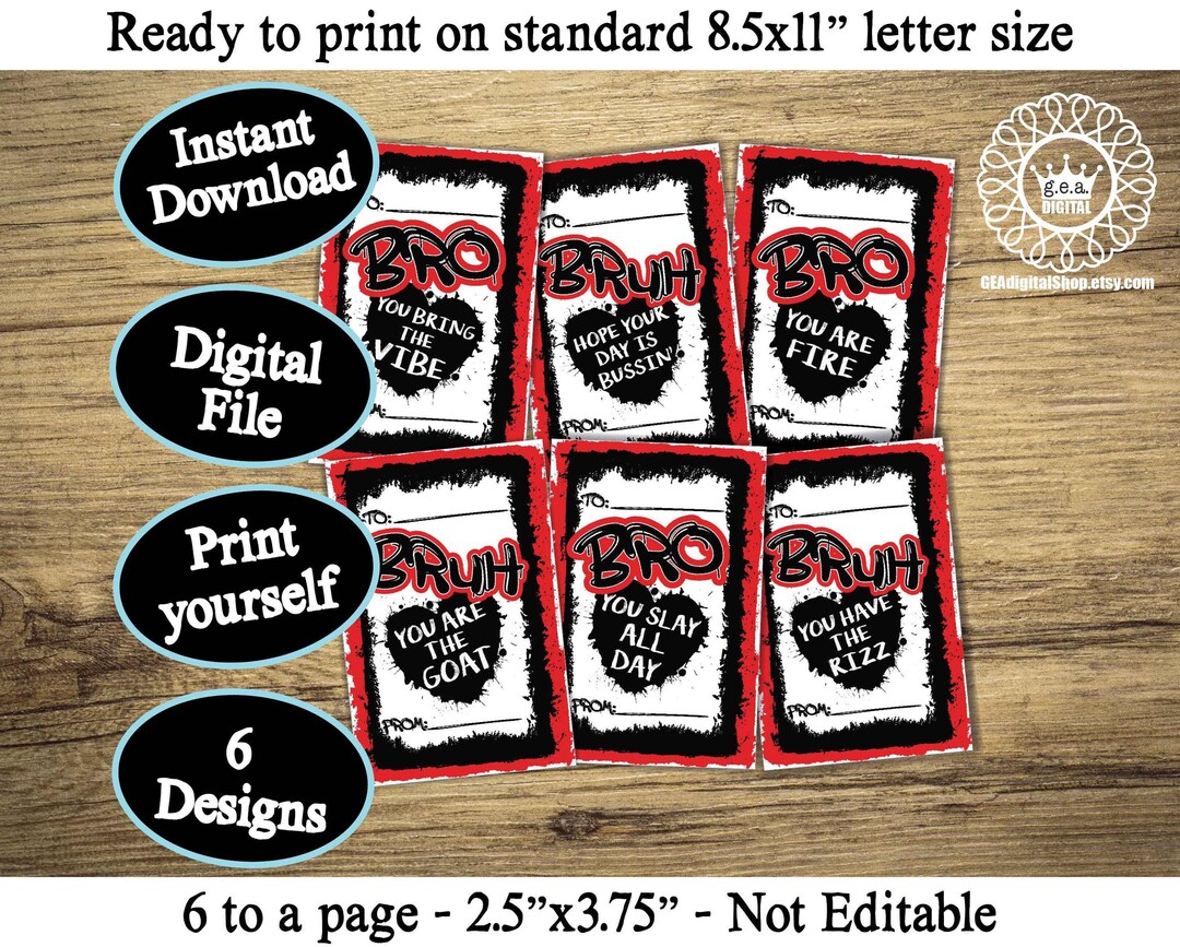 Slang Valentines for Tweens DIGITAL FILES Funny Teen Slang Cards for ...