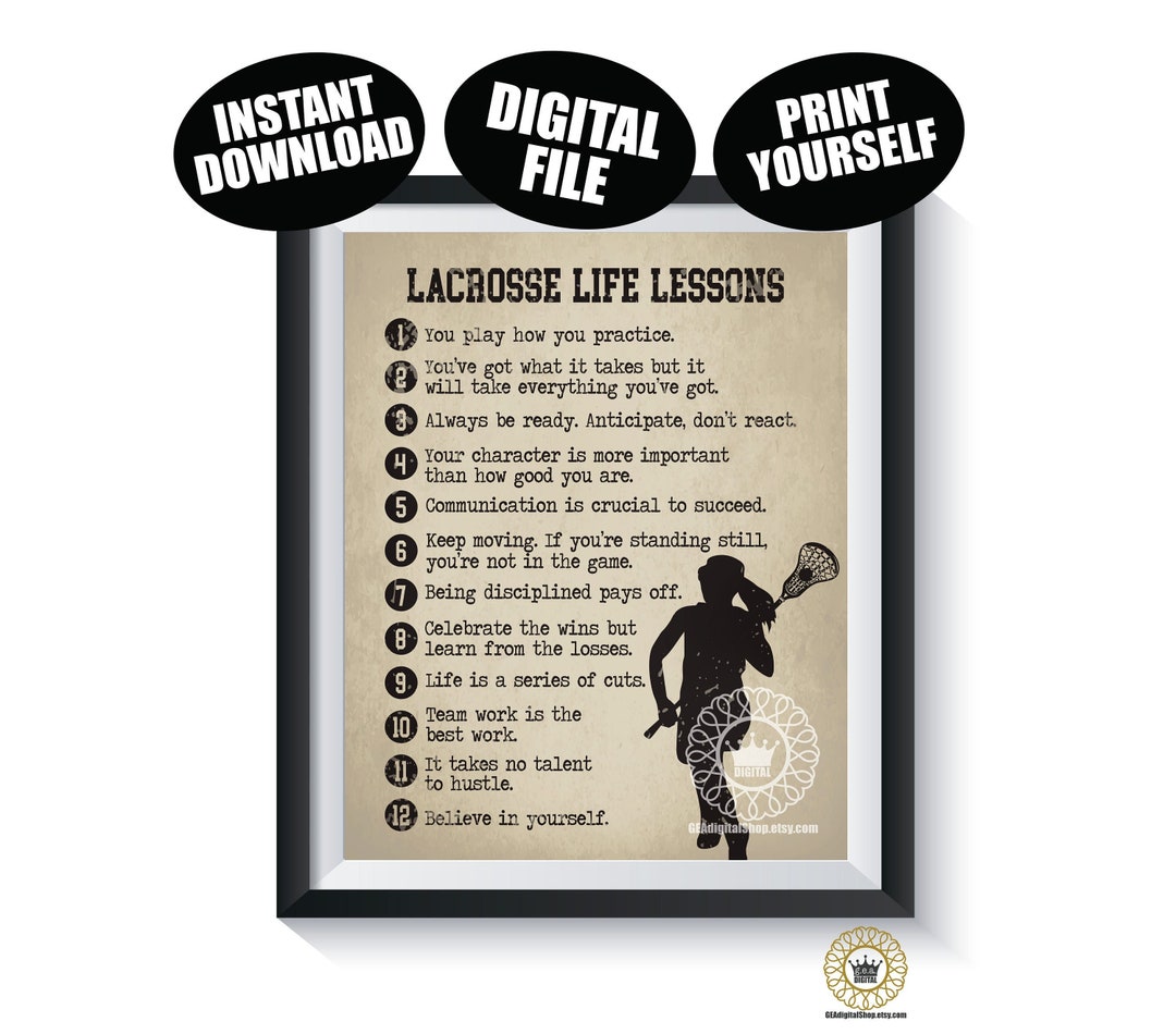 GIRL Lacrosse Life Lessons DIGITAL FILE Senior Sports Poster, Team Gift ...