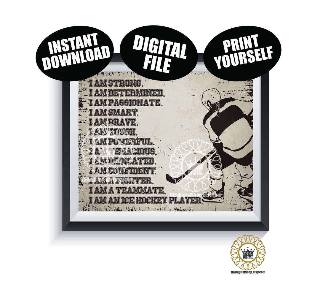 Girls Ice Hockey Art DIGITAL FILE I Am an Ice Hockey Player Team Gift ...
