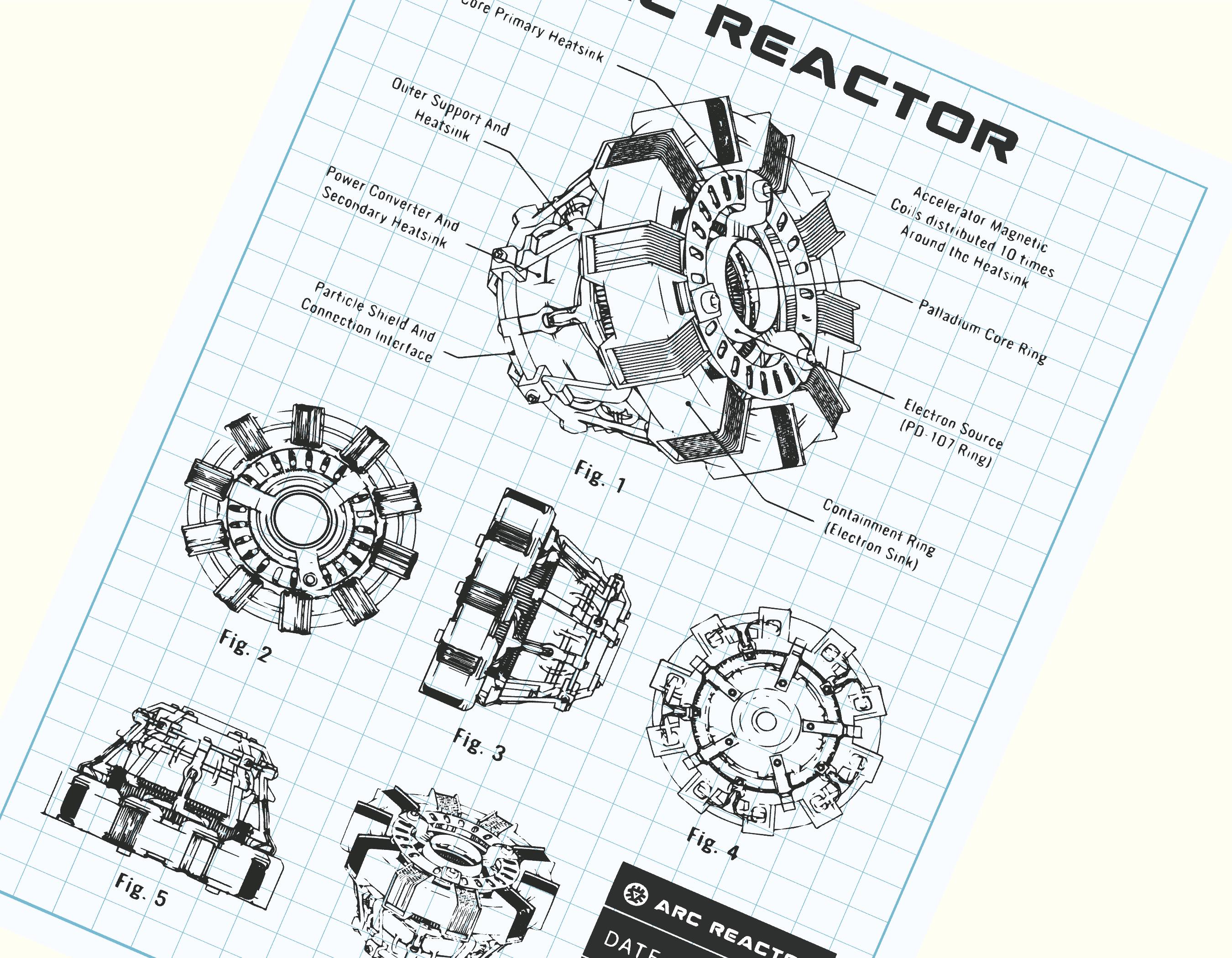 Arc Reactor Blueprint BUNDLE, Arc Reactor Patent Art Prints, Iron Man ...