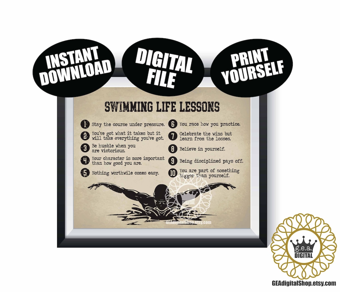 Swimming Life Lessons Poster DIGITAL FILE Swim Team Gift, Senior ...