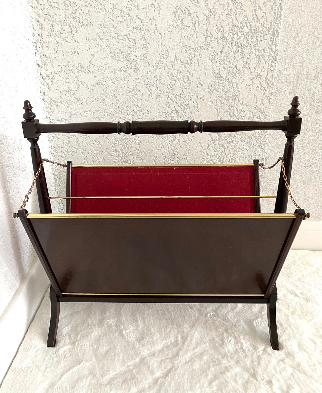 Elegant Antique Folding Magazine Rack in Mahogany Lacquered Wood and ...