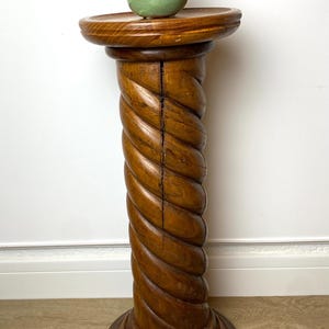 Twisted Column, Turned Wood Column Plant Holder, Solid Wood Saddle ...