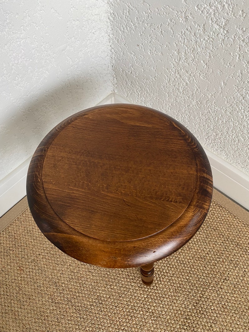 French Tripod Stool in Solid Wood With Twisted Legs Turned - Etsy