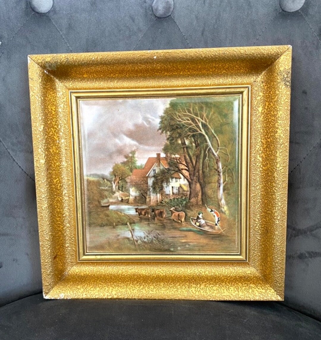 Vintage Print Oleograph Made in England, Still Life Picture Gold Frame ...