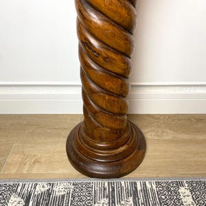 Twisted Column, Turned Wood Column Plant Holder, Solid Wood Saddle ...
