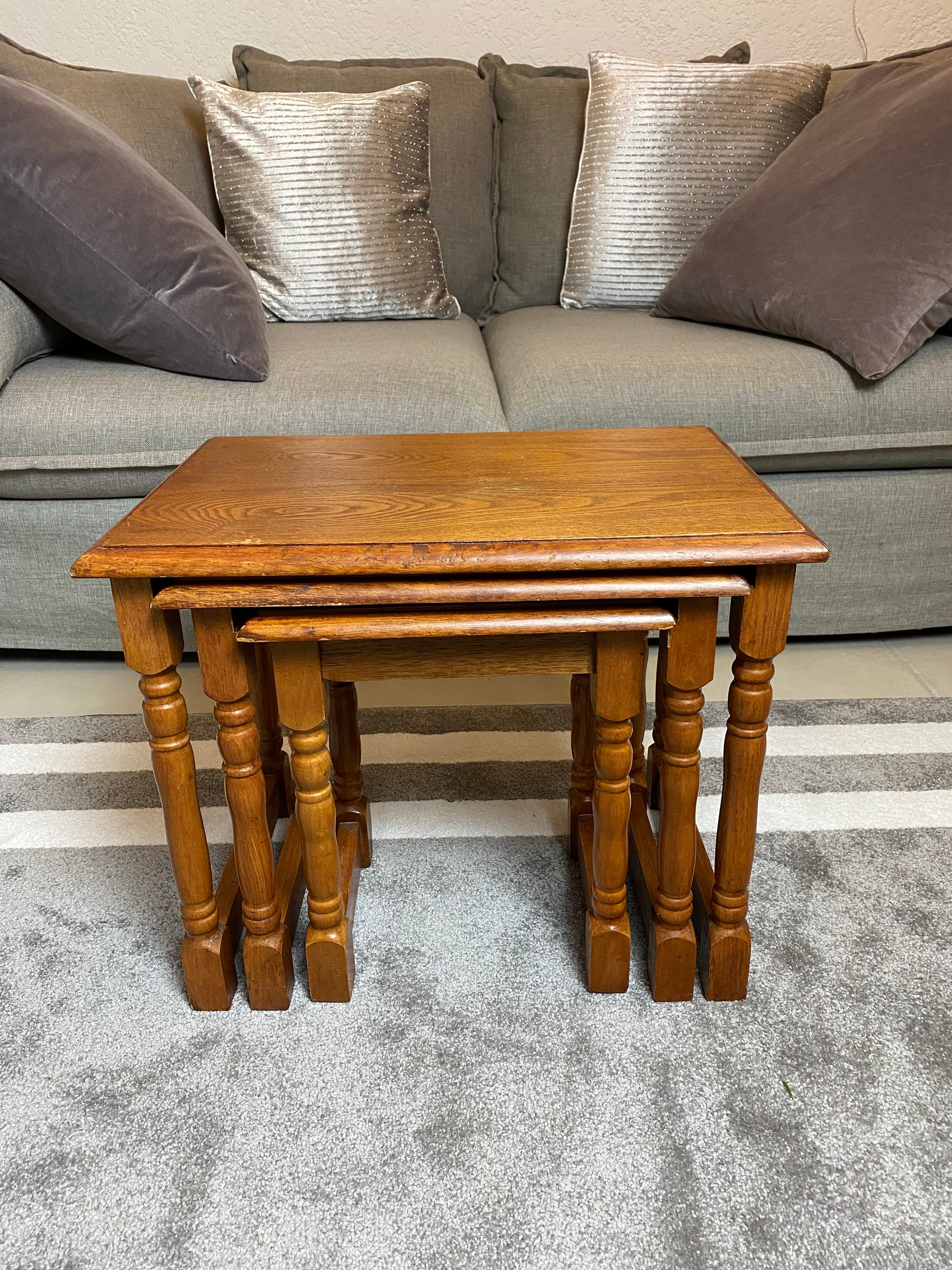 GIGOGNE TABLE French Turned Solid Chestnut, Turned Wood Saddle, Vintage ...