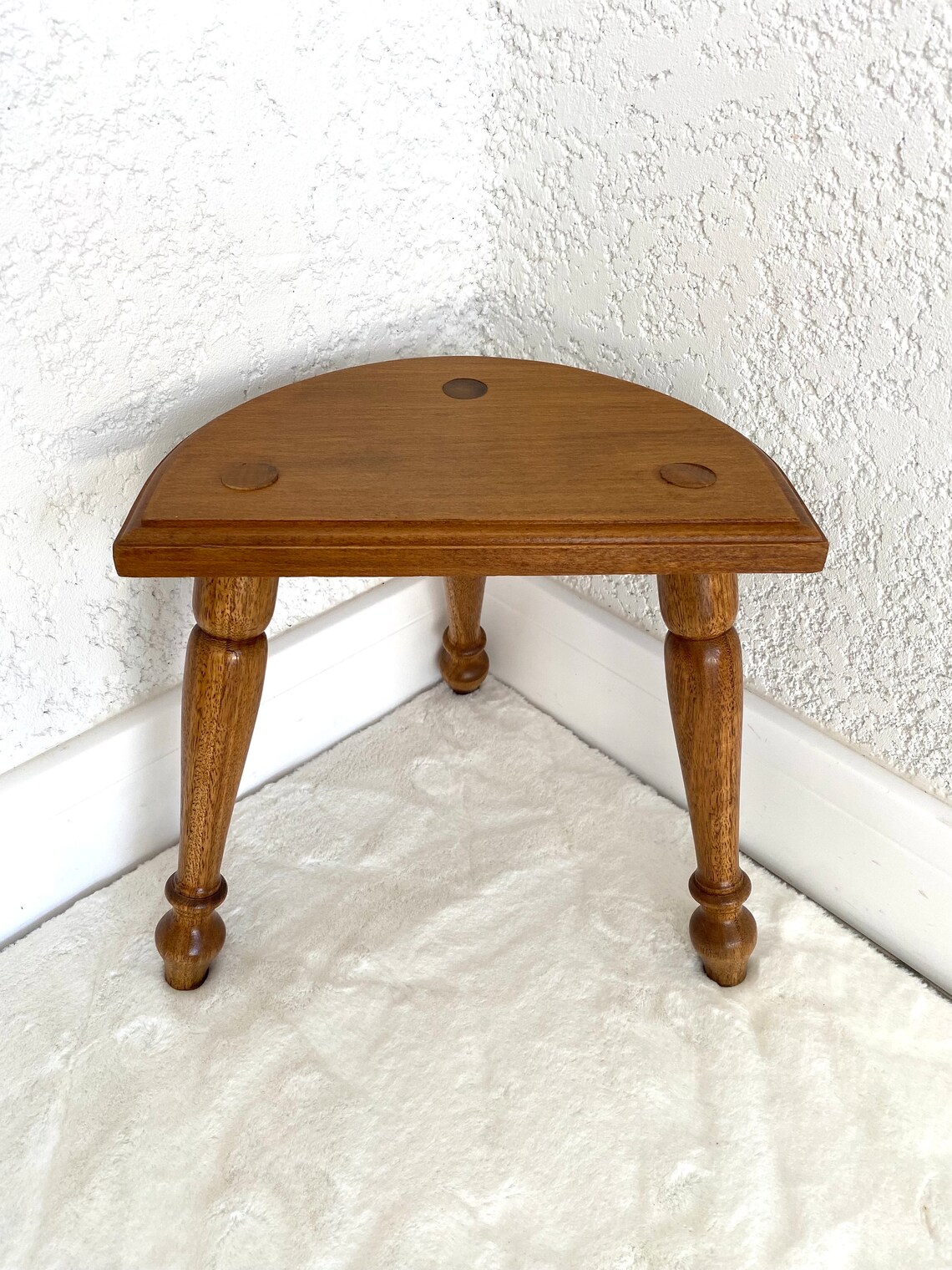 French Tripod half Moon Solid Turned Wood STOOL - Etsy