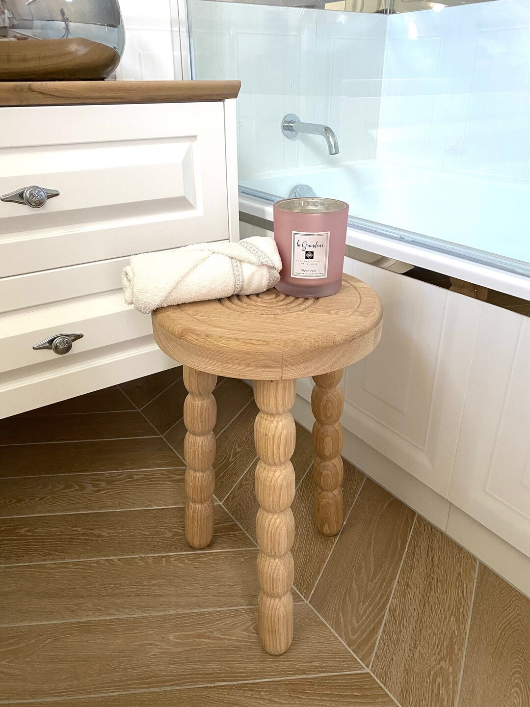 NEW!!! Personalized OAK Turned Wood STOOL, Personalized Turned Wood ...