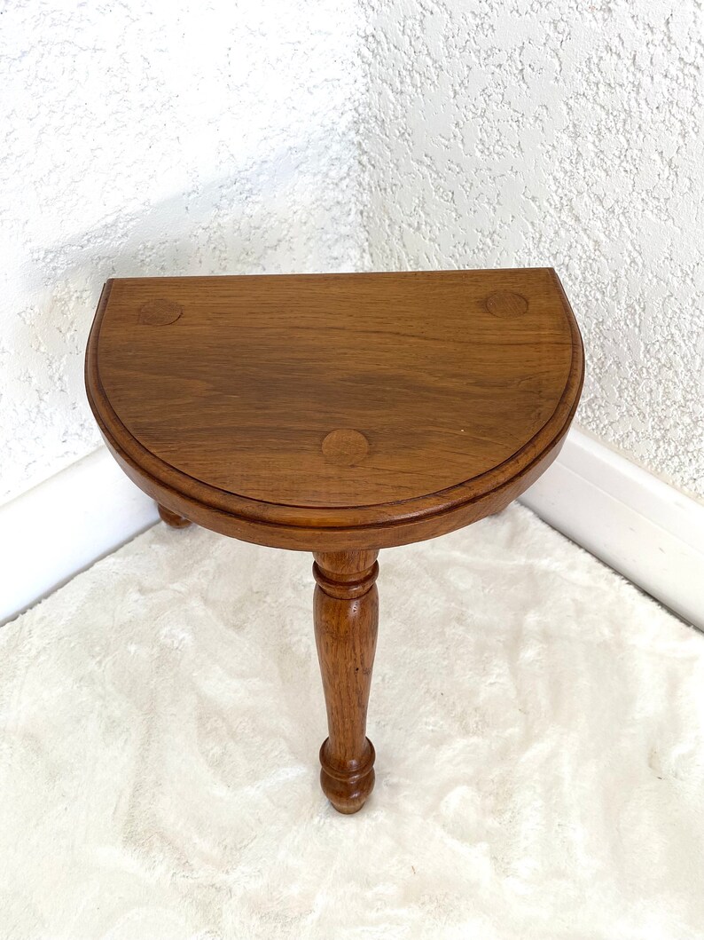 French Tripod half Moon Solid Turned Wood STOOL - Etsy
