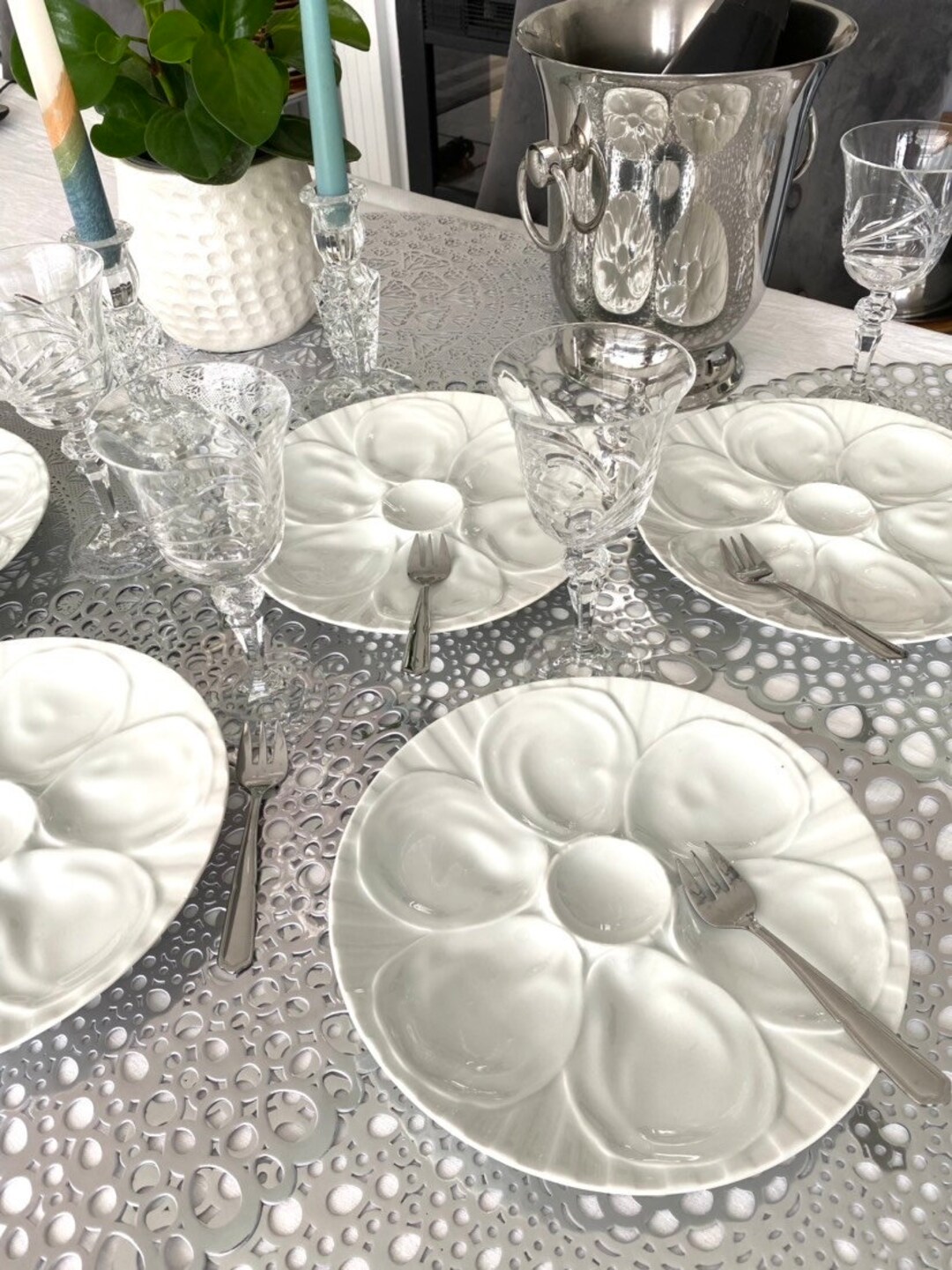 PILLYVUYT White Oyster Plate, French Vintage Shellfish Plate, French ...