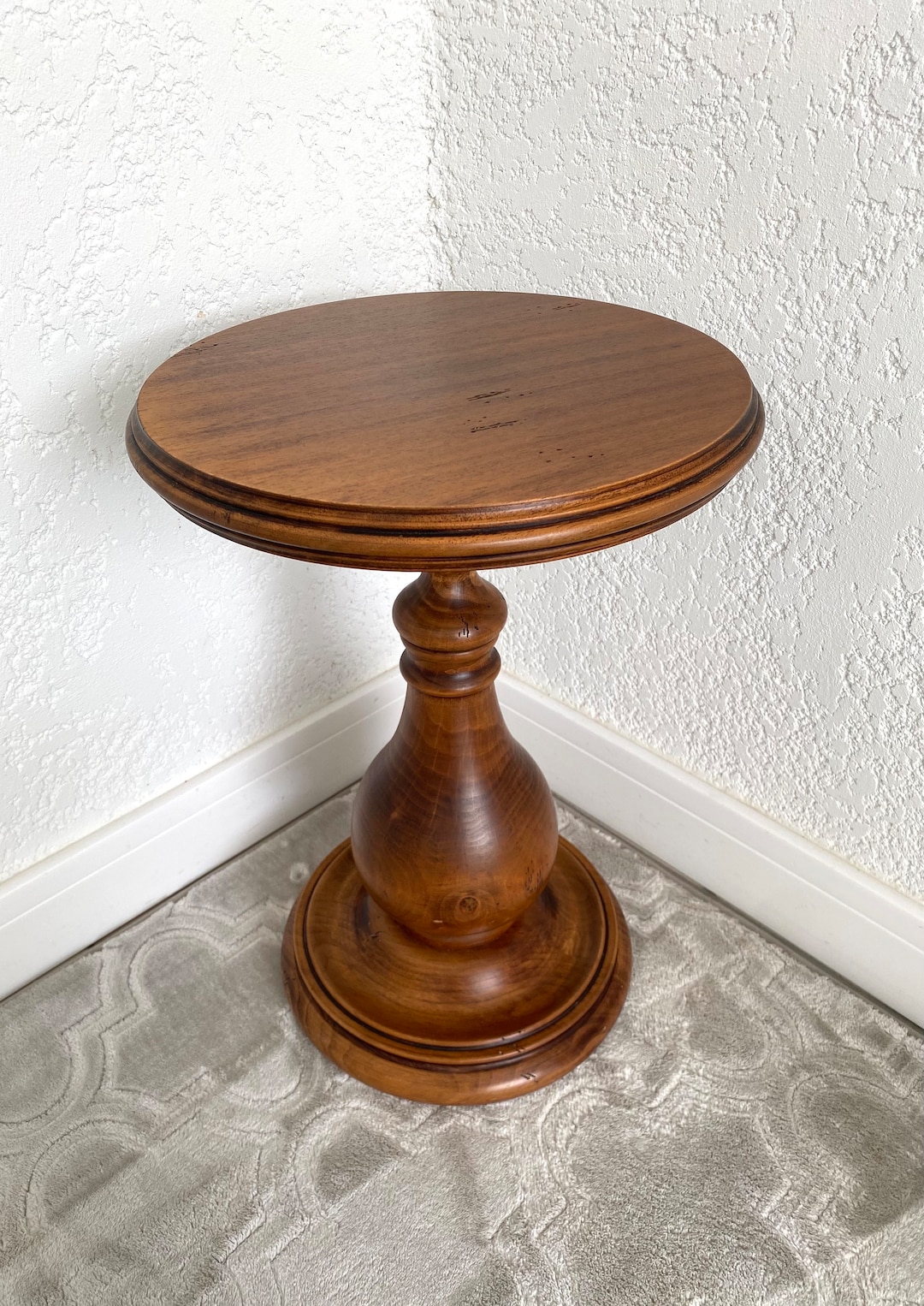 MID- CENTURY Turned Wood Column Plant Holder, Solid Wood Saddle, French ...