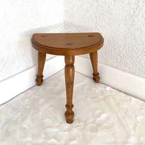French Tripod "half Moon" Solid Turned Wood STOOL , Turned Wood Saddle ...
