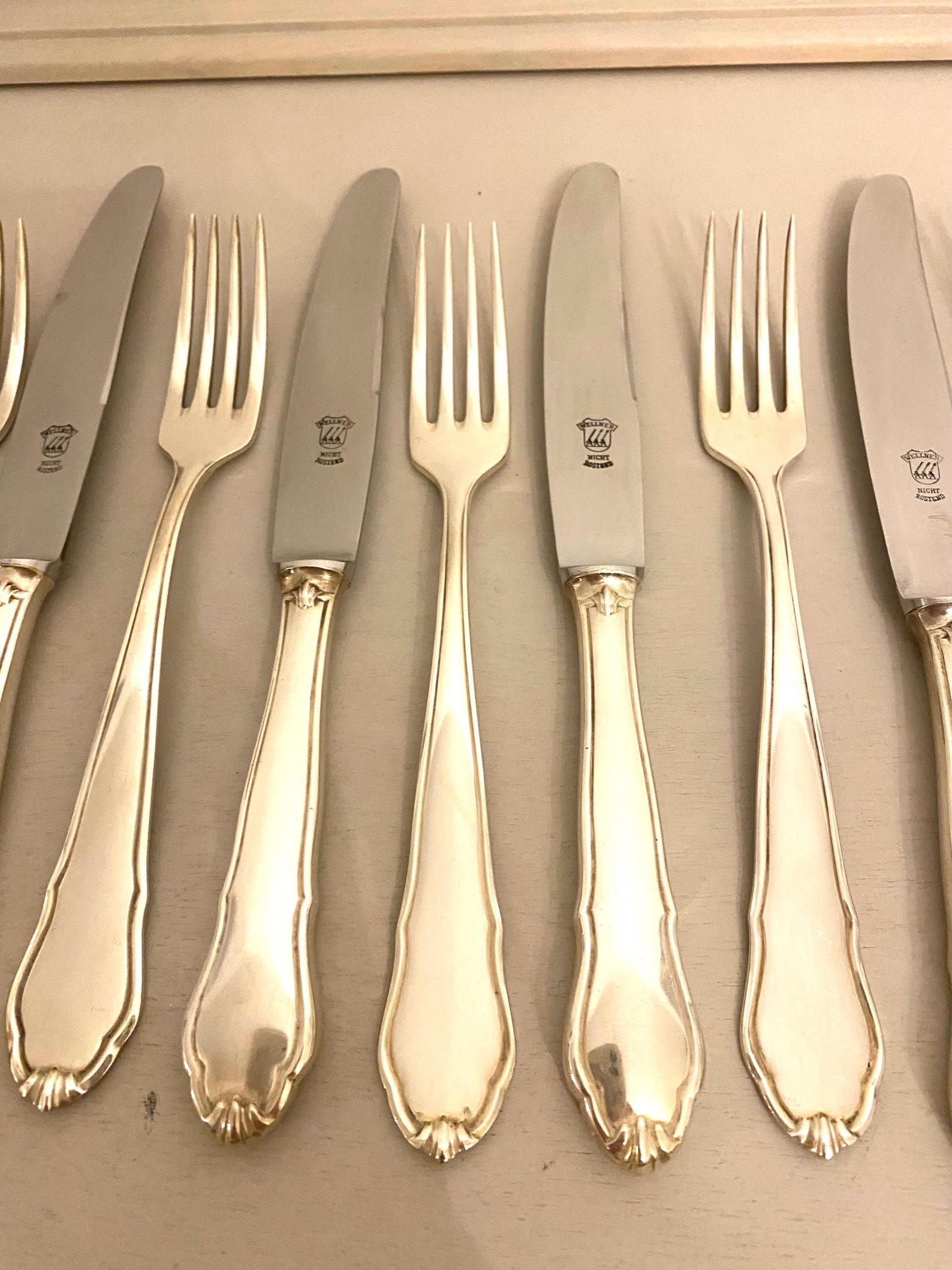 Antique German Dessert Cutlery for 10 Persons Wellner Nicht Rostend ...