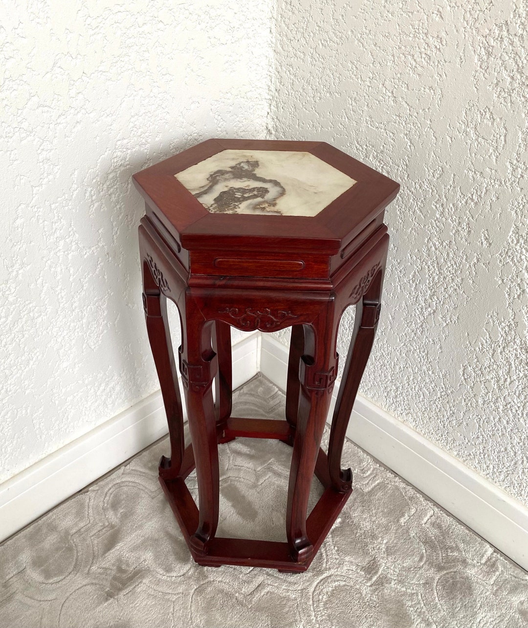 CHINA Exotic Wood Saddle, Antique Side Table, Small Hexagonal Coffee ...