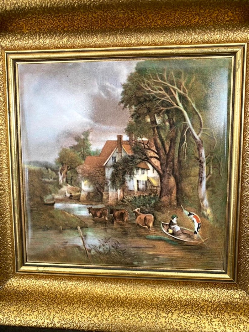 Vintage Print Oleograph Made in England, Still Life Picture Gold Frame ...