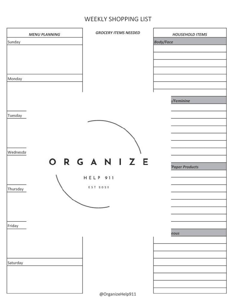 Meal Planning & Shopping Checklist - Etsy