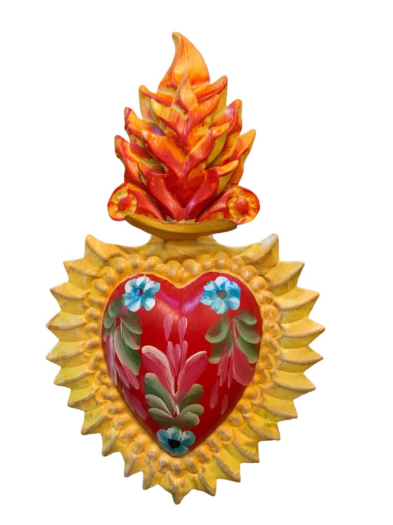 Mexican Sacred Heart Mexican Tin Heart Mexican Punched - Etsy