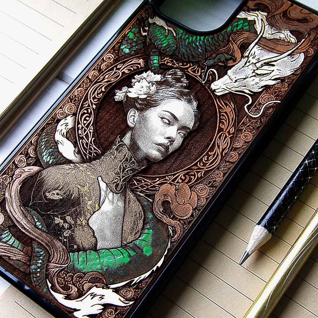 Dragon Queen - Phone Case Wood Laser Engraved + Hand Painting for ...