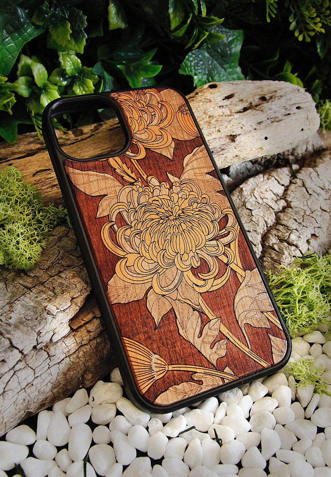 Chrysanthemum - Laser Engraved Phone Case for iPhone 15, 14, 13, 12, 11 ...