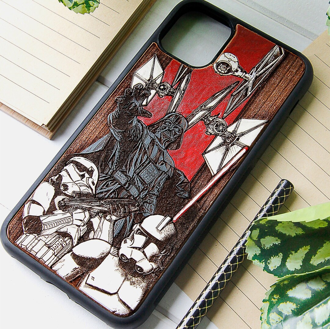 Star Wars - Phone Case Wood Laser Engraved + Hand Painting for iPhone ...